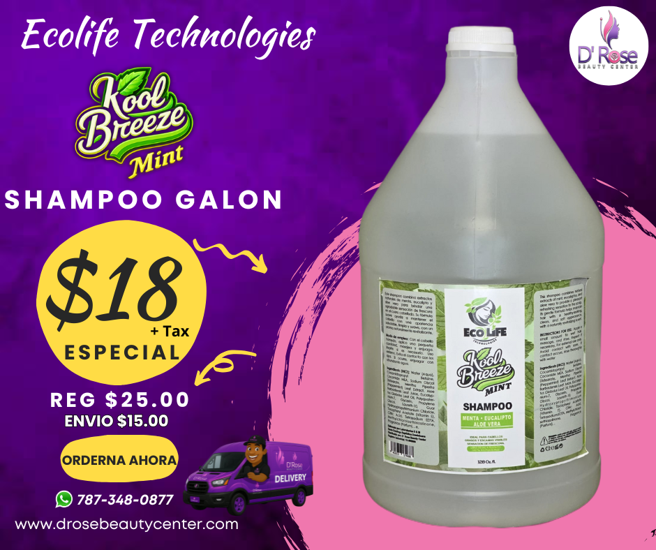 🌿 Kool Breeze Mint Shampoo GALÓN 128oz – ECOLIFE TECHNOLOGIES – D' Rose ...